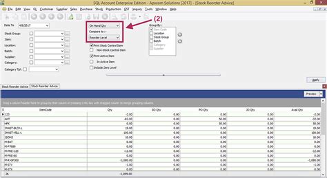 Stock Reorder Level Reorder Quantity SQL Account