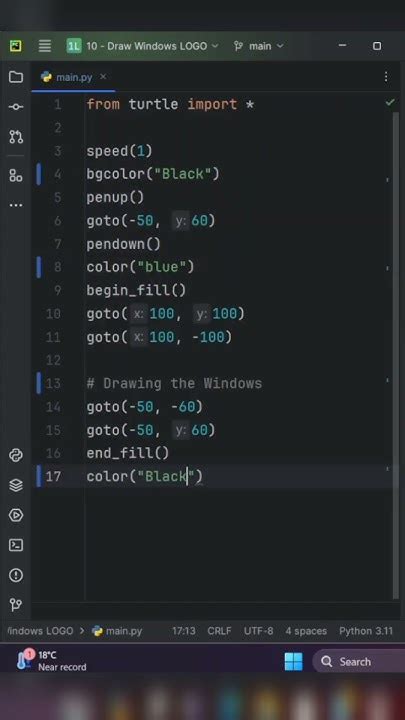 Drawing The Windows Logo Python Turtle Python Youtube