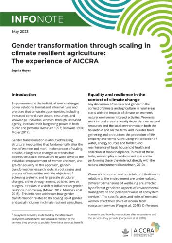 Gender Transformation Through Scaling In Climate Resilient Agriculture