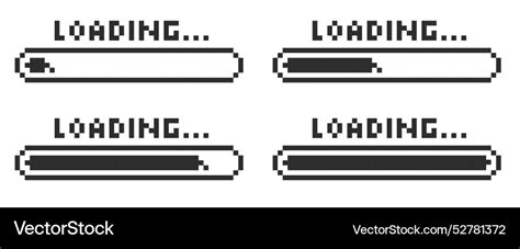 Pixel Loading Bar Y2k Retro 8 Bit Interface Game Vector Image