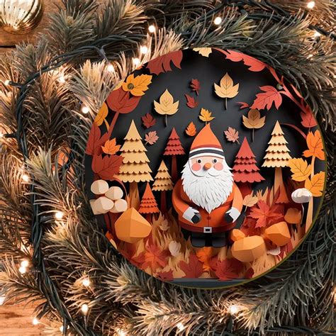 매력적인 가을 노움 나무 표지판 집 And 정원 장식을 위한 컬러풀한 종이 컷 디자인 추수감사절 할로윈 크리스마스 등에 완벽 전원 필요 없음 가짜 나무 가을 장식