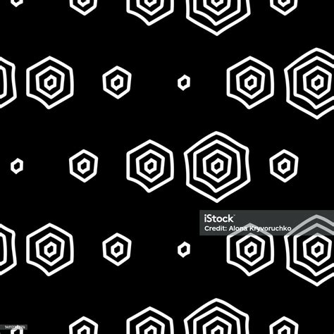 벡터 윤곽선 육각형의 질감 흑백 흑백 회색 기하학적 이음새가 없는 패턴 모자이크 추상적 배경 육각형 반복 손으로 그린 기하학적
