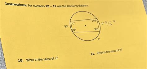 Solved Instructions For Numbers 10 11 Use The Following Diagram 11 What Is The Value Of B
