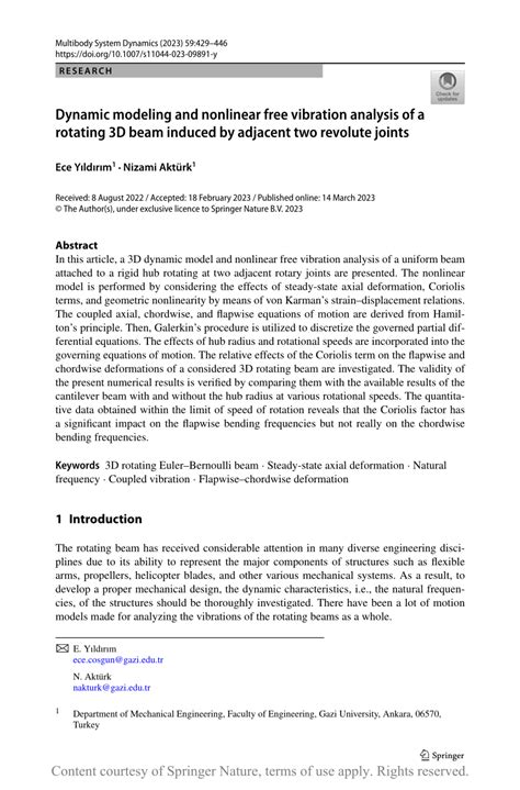 Dynamic Modeling And Nonlinear Free Vibration Analysis Of A Rotating D Beam Induced By Adjacent