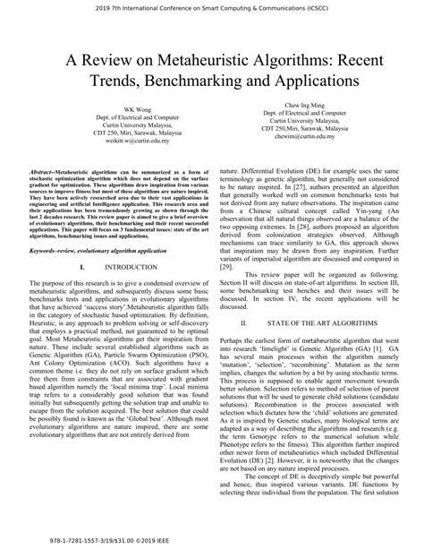 Pdf A Review On Metaheuristic Algorithms Recent Trends Benchmarking