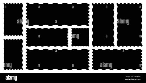 Zigzag Rectangle Retro Zigzag Wavy Psychedelic Rectangles Set Abstract Vector Groovy Shapes