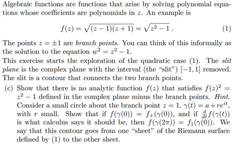 Solved Algebraic Functions Are Functions That Arise By Chegg