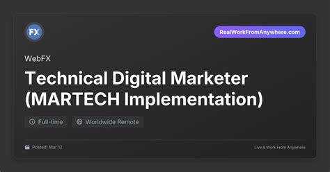 technical digital marketer martech implementation at webfx