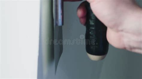 Slow Motion Closeup Worker Applying Decorative Concrete Plaster On The