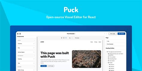 puck open source visual editor for react made with react js