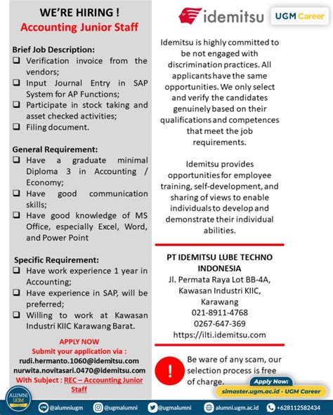 Pt Idemitsu Lube Techno Indonesia Portal Alumni Universitas Gadjah Mada