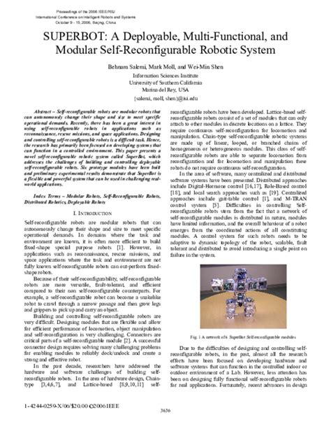 Pdf Superbot A Deployable Multi Functional And Modular Self Reconfigurable Robotic System