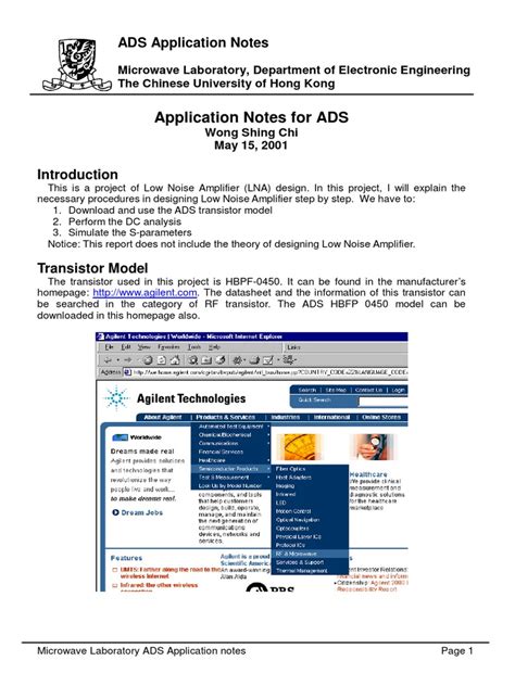 Lna Design Pdf Electrical Network Direct Current