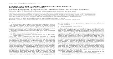 Pdf Cooling Rate And Graphite Structure Of Final Eutectic · Cooling Rate And Graphite