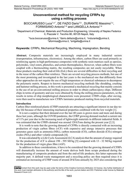 Pdf Unconventional Method For Recycling Cfrps By Using A Milling Process