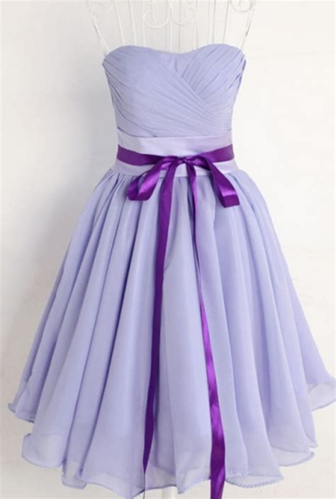 Lilac A Line Sweetheart Ribbon Pleats Short Bridesmaid Dresses On Luulla