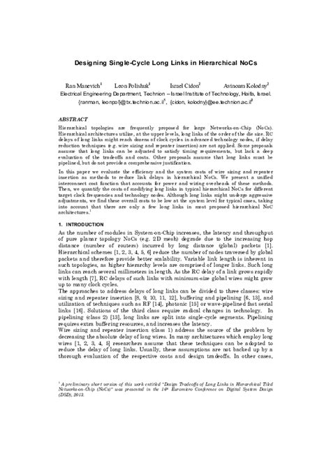 pdf designing single cycle long links in hierarchical nocs ran