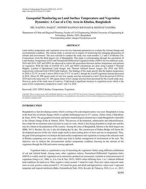 Pdf Geospatial Monitoring On Land Surface Temperature And Vegetation
