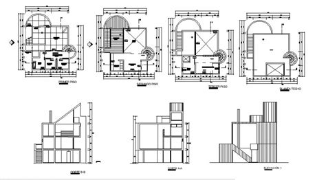 Plan Elevation And Sectional Detail Of Apartment 2d View Autocad File