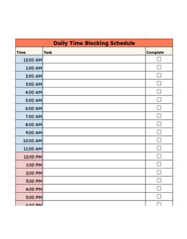 Free Time Blocking Excel Google Sheets HubSpot