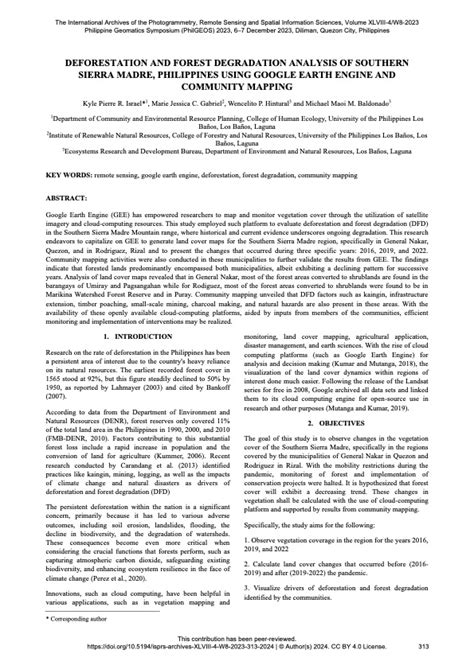 Deforestation And Forest Degradation Analysis Of Southern Sierra Madre