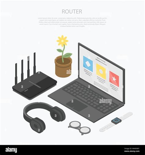 Modern Router Concept Banner Isometric Style Stock Vector Image Art Alamy