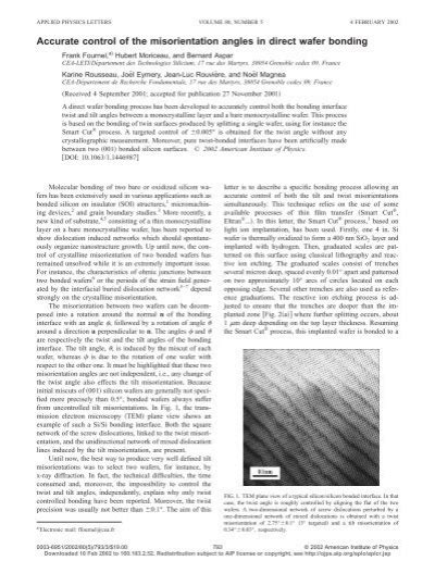Accurate Control Of The Misorientation Angles In Direct Wafer Bonding