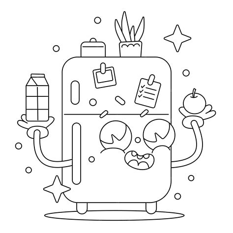 Premium Vector Vector Cute Refrigerator With Milk Coloring Book