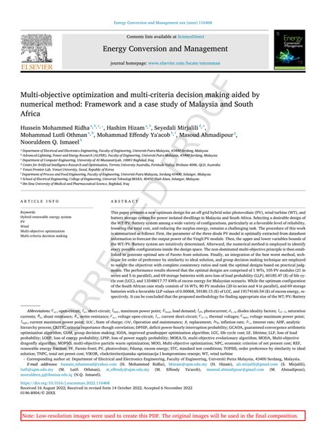 PDF Multi Objective Optimization And Multi Criteria Decision Making Aided By Numerical Method
