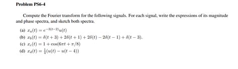 Solved Compute The Fourier Transform For The Following Chegg