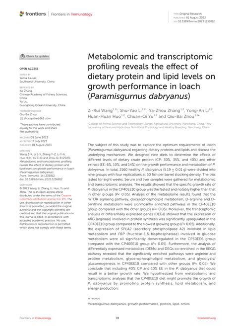 Pdf Metabolomic And Transcriptomic Profiling Reveals The Effect Of
