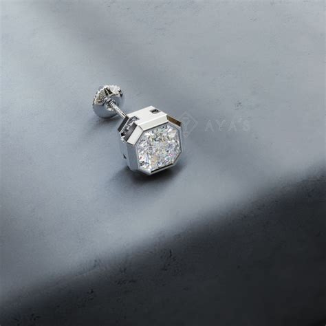 Buy Asscher Solitaire Cz Stud Earring Single Stud In 925 Sterling