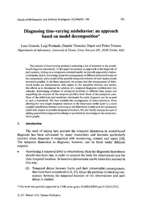 pdf diagnosing time varying misbehavior an approach based on model
