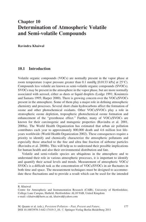 Pdf Determination Of Atmospheric Volatile And Semi Volatile Compounds