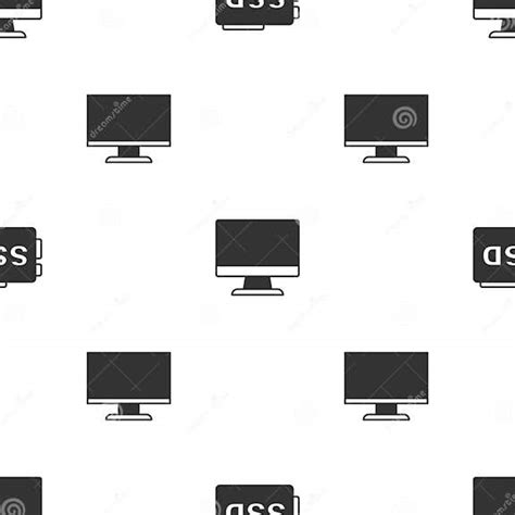 Set Ssd Card Computer Monitor Screen And On Seamless Pattern Vector