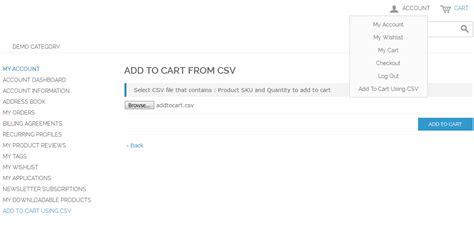 Magento Bulk Order By CSV Extension Quick Add To Cart