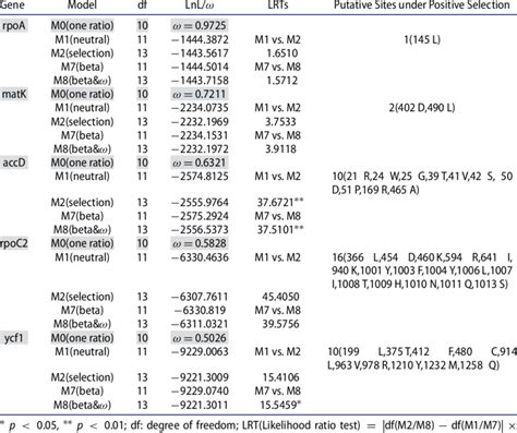 parameter estimates and log likelihood values for different models in