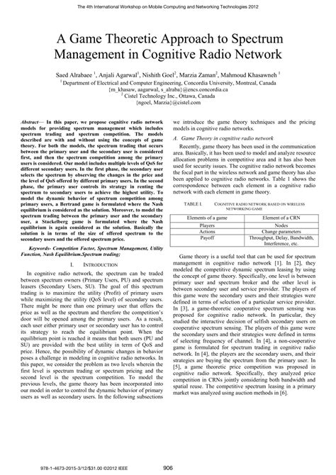 Pdf A Game Theoretic Approach To Spectrum Management In Cognitive