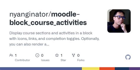 GitHub Nyanginator Moodle Block Course Activities Display Course Sections And Activities In A