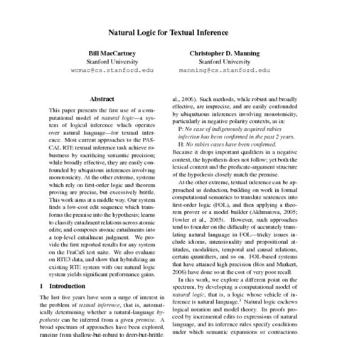 Natural Logic For Textual Inference Acl Anthology
