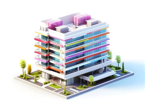 A Model Of A Building With Colorful Windows And A Building With A Colorful Facade Premium AI