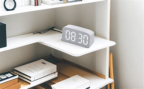 Jomparis Digital Alarm Clock Bedside Modern Alarm Clock For Bedroom USB Charging LED Display