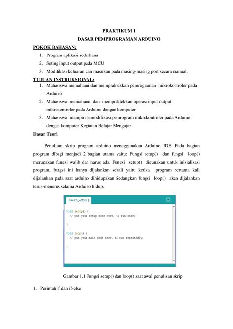 1 Dasar Pemprograman Arduino Praktikum 1 Dasar Pemprograman Arduino