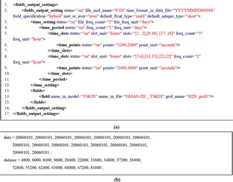 an example of specifying an output time series a and the