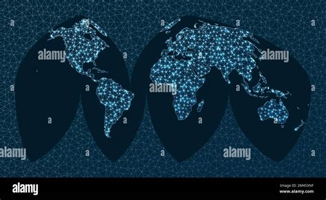 Communications Map Of The World Interrupted Boggs Projection World Network Captivating