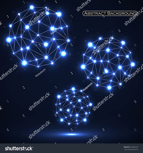 Abstract Polygonal Spheres Network Connections Futuristic Stock Vector