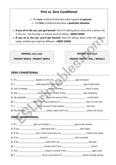 Zero And First Conditional Esl Worksheet By Leylabelmagazi