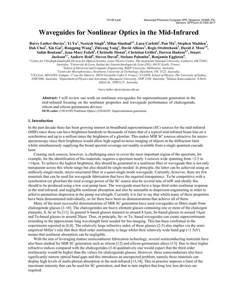 Pdf Waveguides For Nonlinear Optics In The Mid Infrared