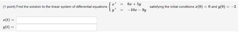 Solved Point Find The Solution To The Linear System Of Chegg