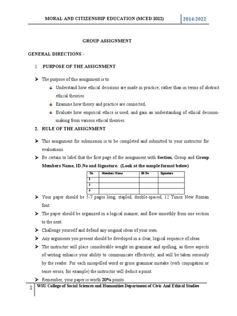 Group Assignment Moral And Civic Education Download Free Pdf